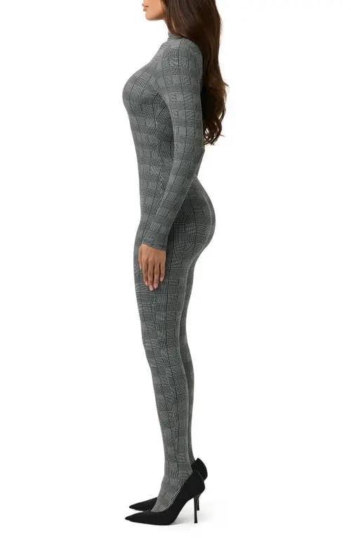 Naked Wardrobe Animal Print Jumpsuit - Houndstooth Plaid