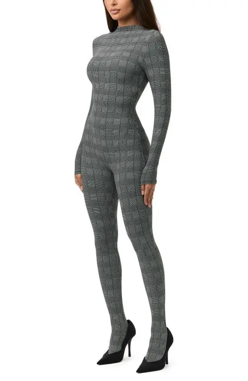 Naked Wardrobe Animal Print Jumpsuit - Houndstooth Plaid