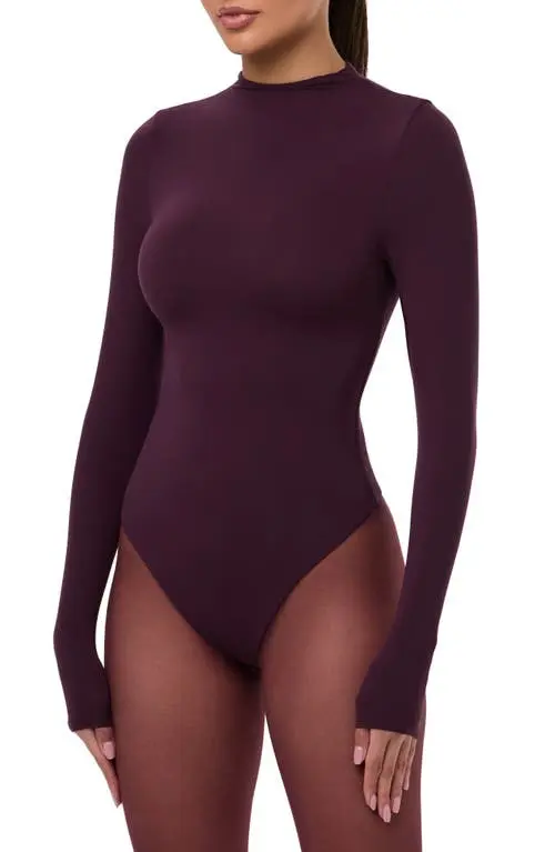 Naked Wardrobe Long-sleeve Bodysuit - Dark Plum