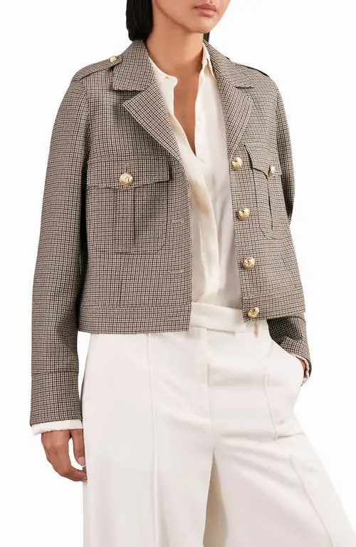 REISS Houndstooth Wool Jacket - Neutral Check