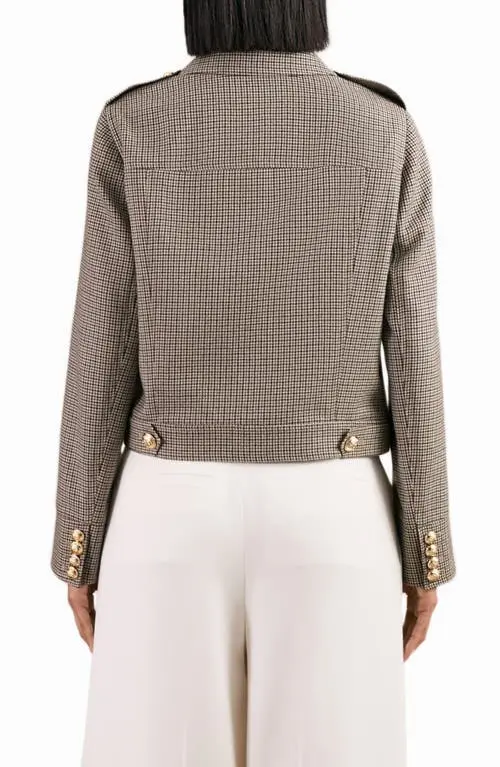 REISS Houndstooth Wool Jacket - Neutral Check
