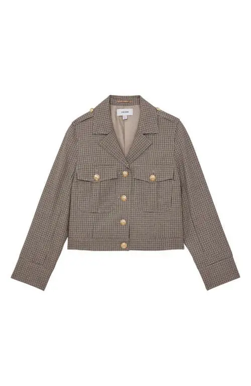 REISS Houndstooth Wool Jacket - Neutral Check