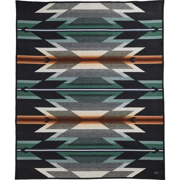 Pendleton Jacquard Unnapped Wool Blend Blanket - Wyeth Trail Oxford