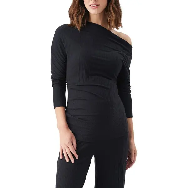 RIPE MATERNITY Off-shoulder Rib Top - Black