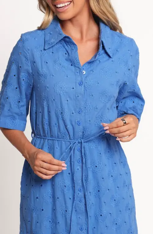 PETAL & PUP Embroidered Tie Waist Maxi Shirt Dress