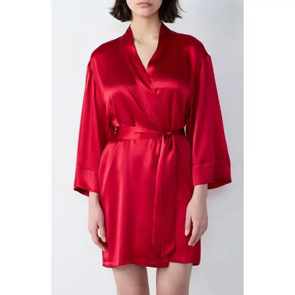 ETAM Pearly Deshabille Silk Robe - Cardinal