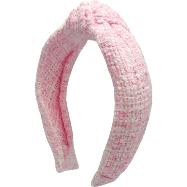 BITS & BOWS Tweed Knot Headband - Pink/white
