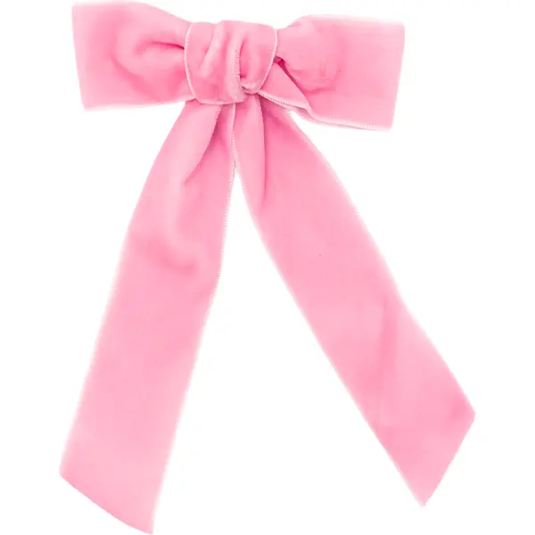 BITS & BOWS Velvet Hair Bow Barrette - Pink