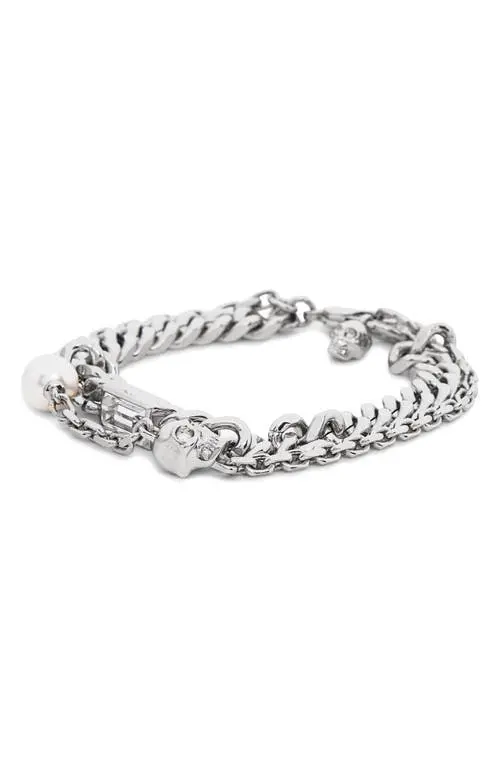 Alexander McQueen Skull Chain-link Bracelet - Crystal/pearl