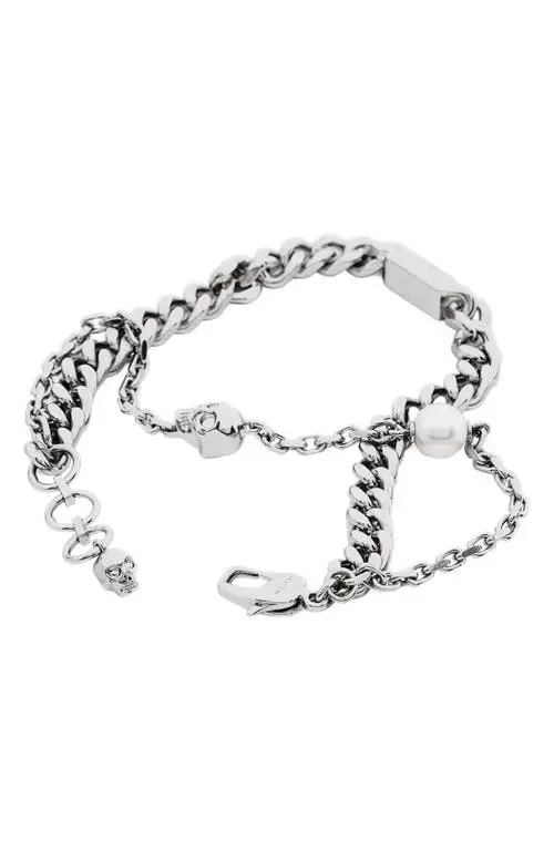 Alexander McQueen Skull Chain-link Bracelet - Crystal/pearl