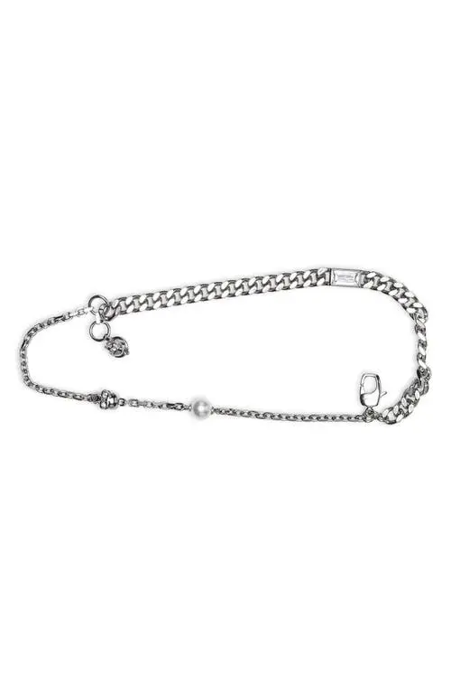 Alexander McQueen Skull Chain-link Bracelet - Crystal/pearl