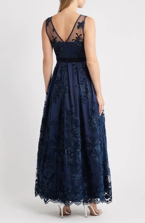 Eliza J Embroidered Sequin Ballgown