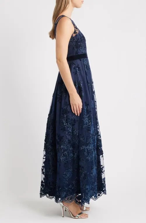 Eliza J Embroidered Sequin Ballgown