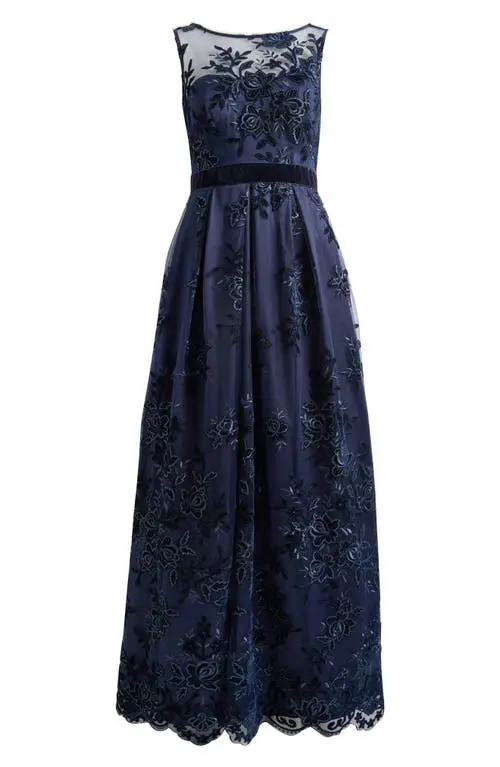 Eliza J Embroidered Sequin Ballgown
