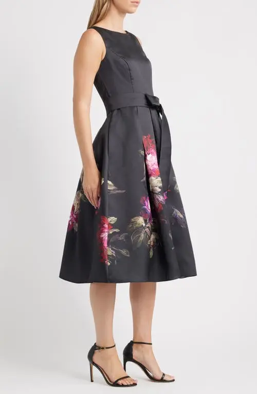 Eliza J Mikado Floral Flare Gown