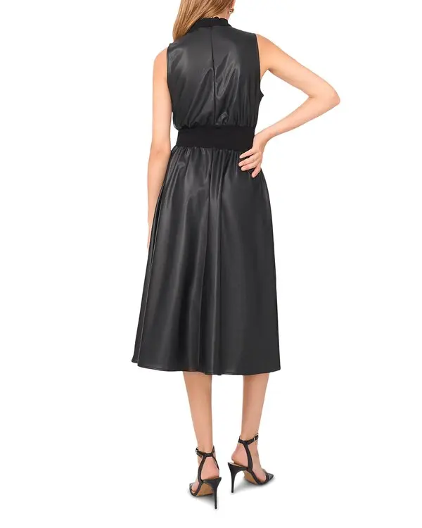 1.State Faux Leather Combo Midi Dress