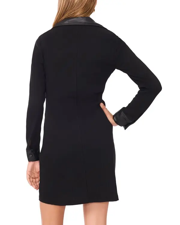 1.State Faux Leather Trim Mini Dress In Rich Black - 50% Off | Editorialist