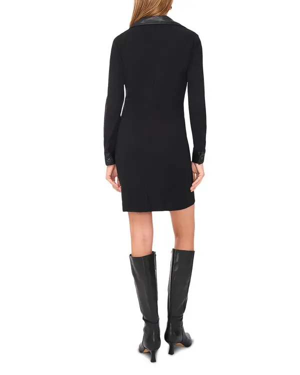 knee length dresses for ladies Patent Faux Leather Trim Knit Dress Black / M main image 0