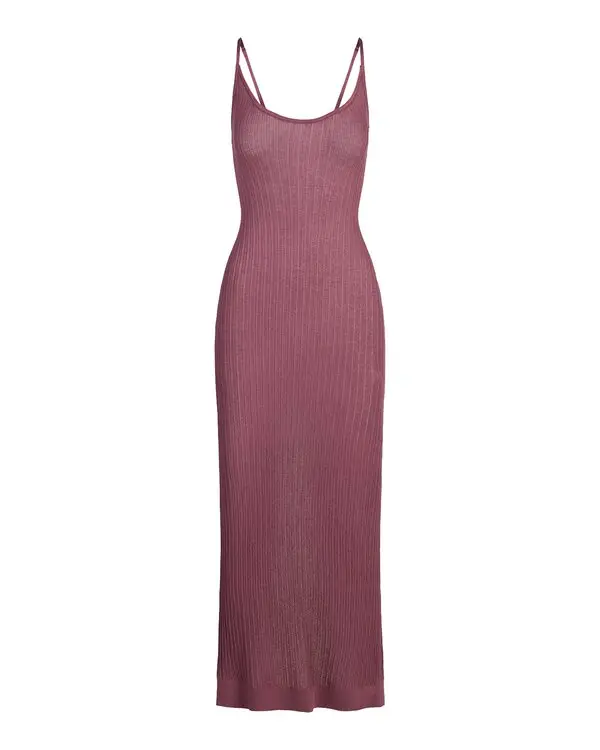 Skims Sheer Knit Midi Dress - Beet | Editorialist