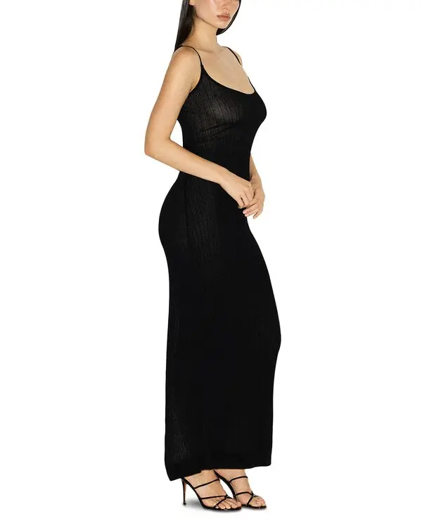 Skims Sheer Knit Midi Dress Onyx Editorialist
