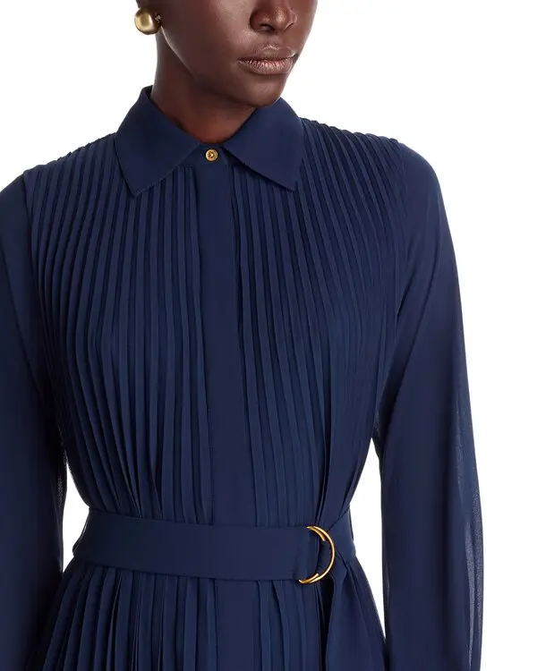 Pleated Shirt Dress - Midnight Blue