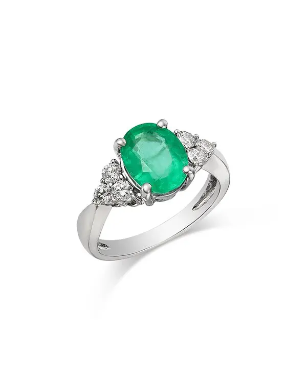 Bloomingdale'S Emerald & Diamond Oval Ring - Emerald/white Gold