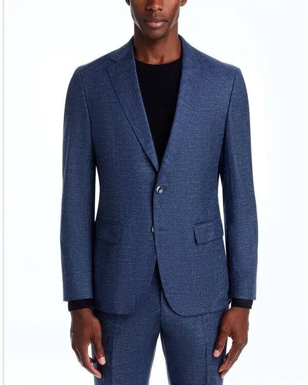 BOSS Melange Solid Slim Fit Suit Jacket - Dark Blue