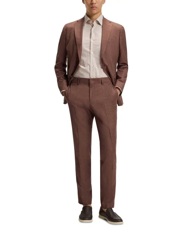 BOSS Melange Solid Slim Fit Suit Pants - Terracotta