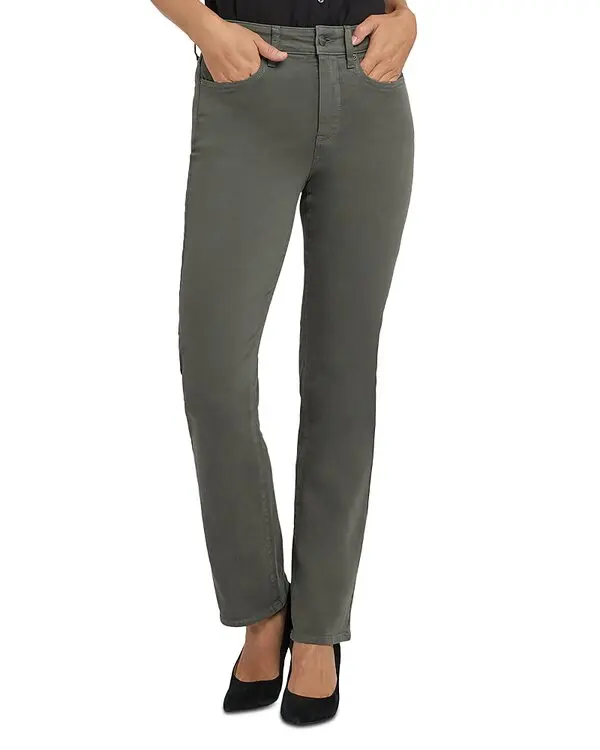 NYDJ Marilyn High-rise Straight Jeans - True Olive