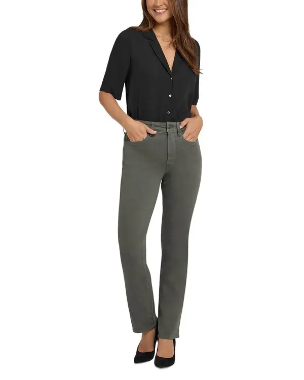 NYDJ Marilyn High-rise Straight Jeans - True Olive