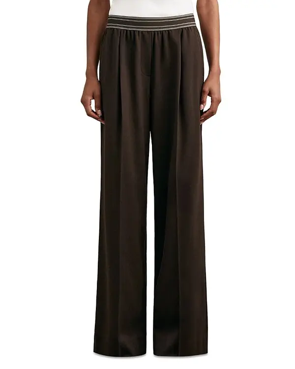 REISS Camelia Wide Leg Trousers - Chocolate