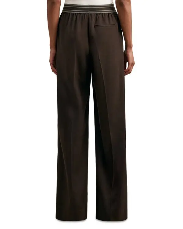 REISS Camelia Wide Leg Trousers - Chocolate