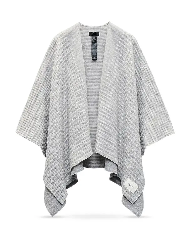 Rag & Bone Joni Waffle Wool Poncho - Grey
