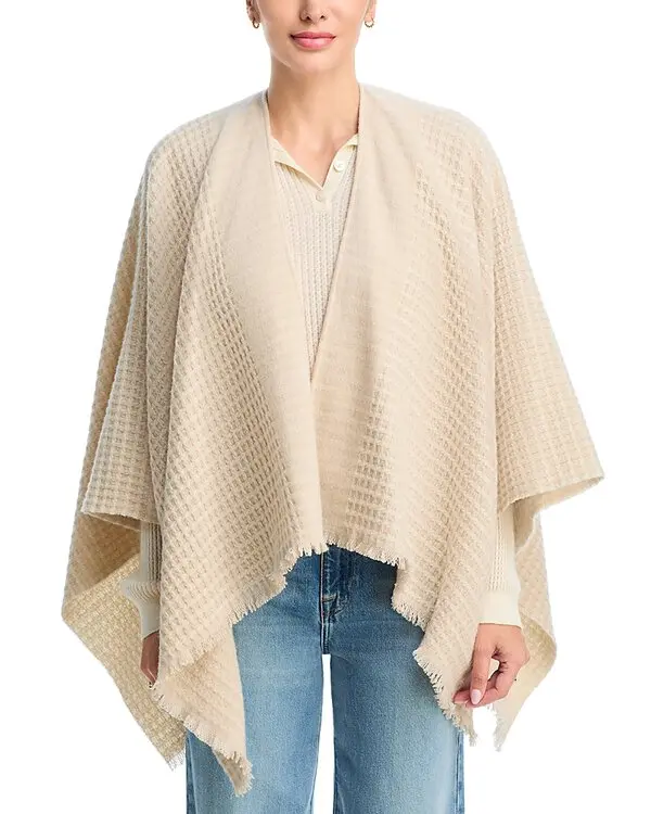 Rag & Bone Joni Waffle Wool Poncho - Oatmeal