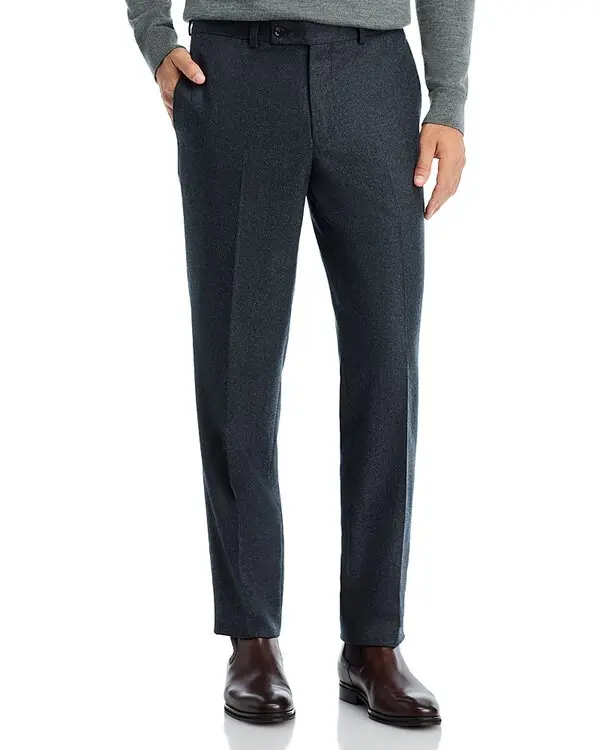 JACK VICTOR Flannel Pablo Wool Trousers - Charcoal