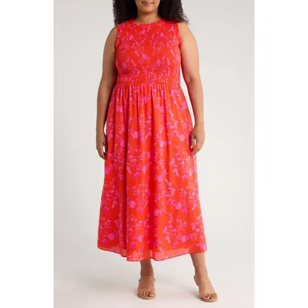 SUGARLIPS Fia Floral Smocked Sleeveless Maxi Dress
