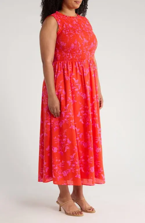 SUGARLIPS Fia Floral Smocked Sleeveless Maxi Dress