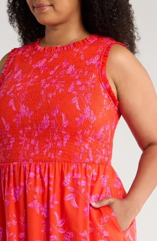 SUGARLIPS Fia Floral Smocked Sleeveless Maxi Dress