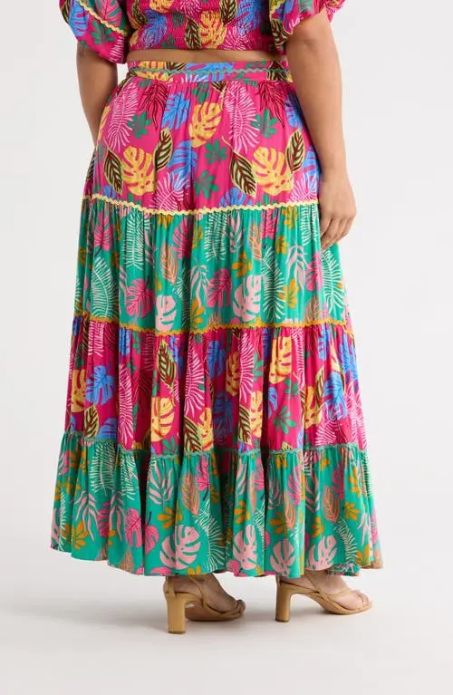SUGARLIPS Wave Trim Tiered Maxi Skirt