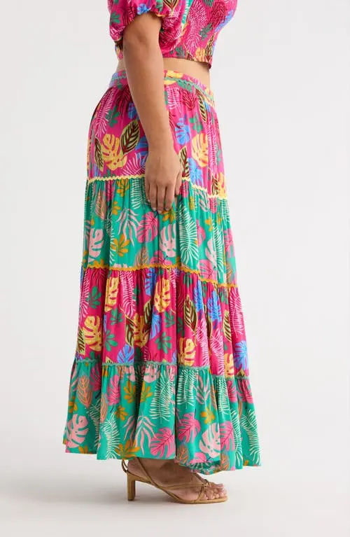SUGARLIPS Wave Trim Tiered Maxi Skirt
