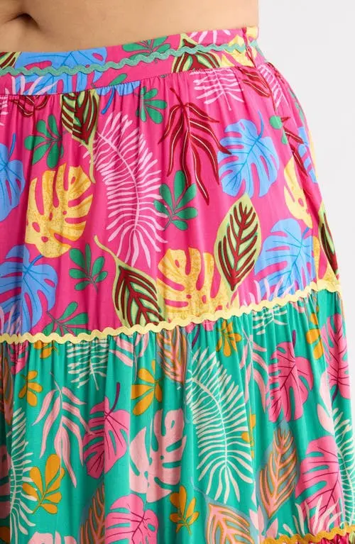 SUGARLIPS Wave Trim Tiered Maxi Skirt