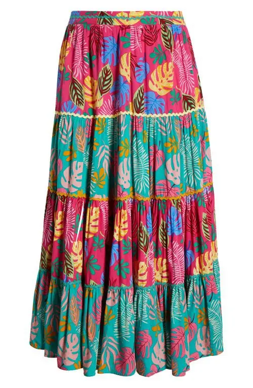 SUGARLIPS Wave Trim Tiered Maxi Skirt