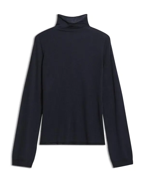 Theory High Neck Slit Sleeve Fine Knit Tee