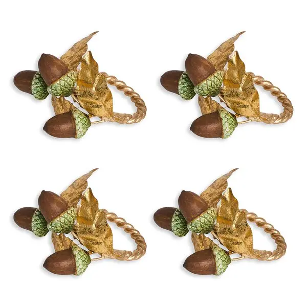 JULISKA Forest Walk Acorn Napkin Rings, Set Of 4