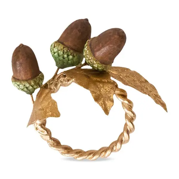 JULISKA Forest Walk Acorn Napkin Rings, Set Of 4