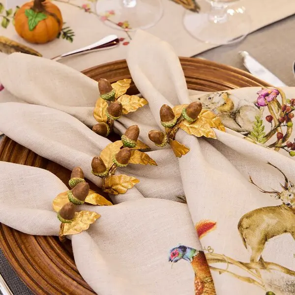 JULISKA Forest Walk Acorn Napkin Rings, Set Of 4