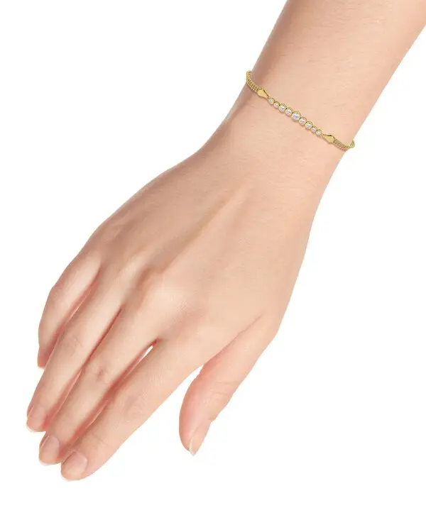 Aqua 18k Over Sterling Silver Cubic Zirconia Beaded Bracelet