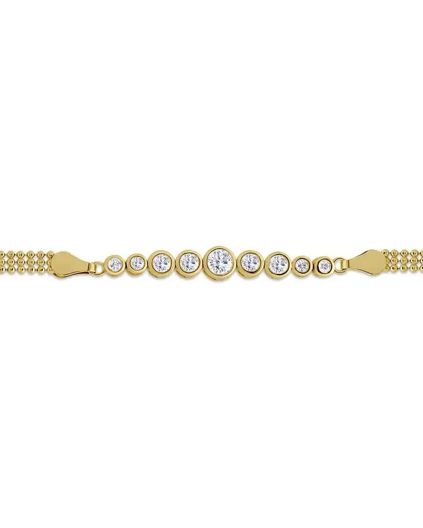 Aqua 18k Over Sterling Silver Cubic Zirconia Beaded Bracelet