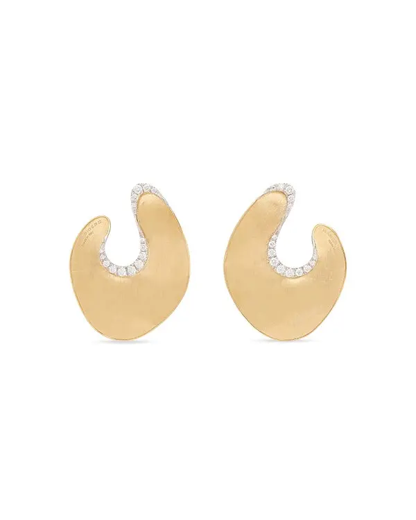 Marco Bicego 18k Yellow Lunaria Diamond Stud Earrings - Gold