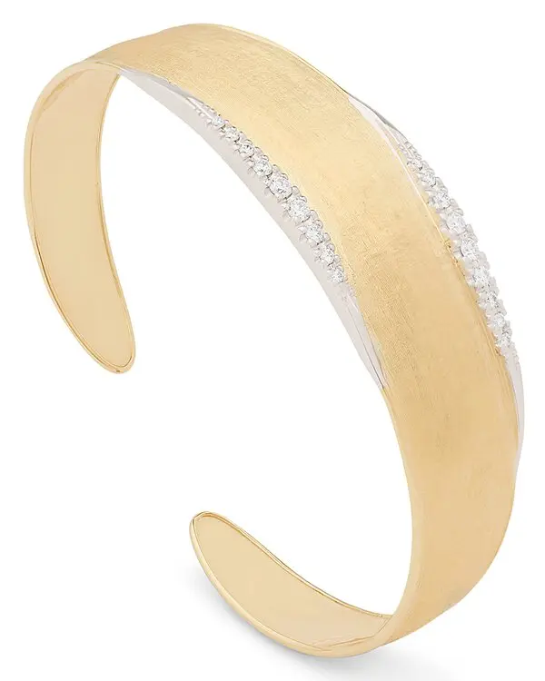 Marco Bicego 18k White & Yellow Lunaria Diamond Cuff Bangle Bracelet - Gold
